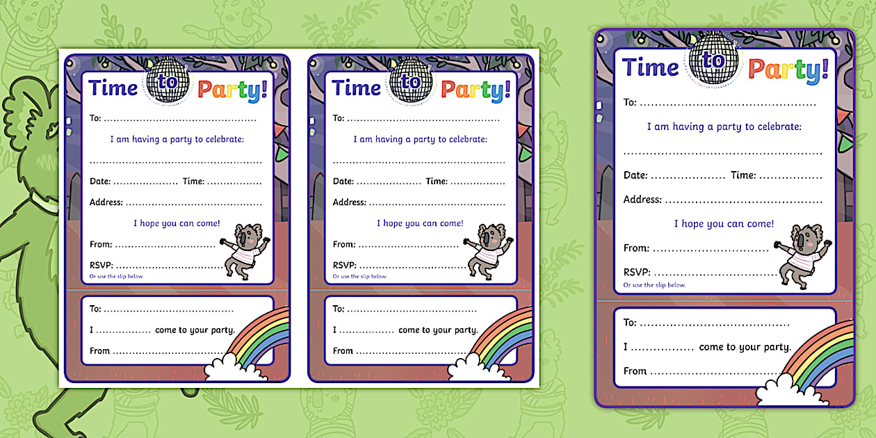 Part of the Party Invitations Activity (teacher made)