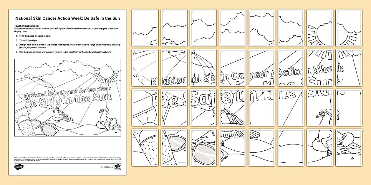 Safe in the Sun Collaborative Colouring (teacher made)