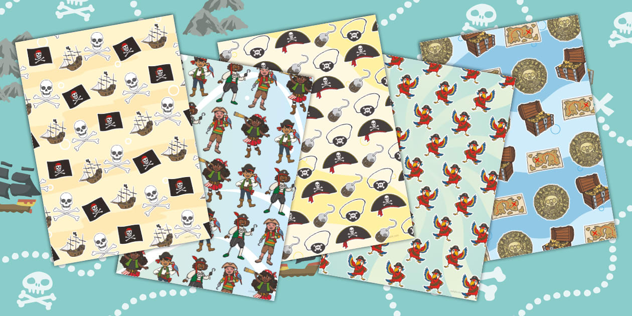 Pirate Themed Patterned Posters Pack (teacher made) - Twinkl
