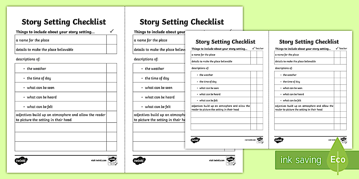 Story Setting Creative Writing Checklist - English - Twinkl