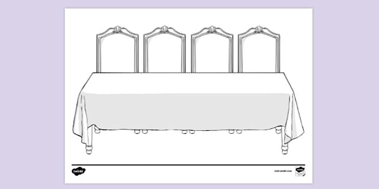 Dining Table and Chairs Colouring | Colouring Sheets