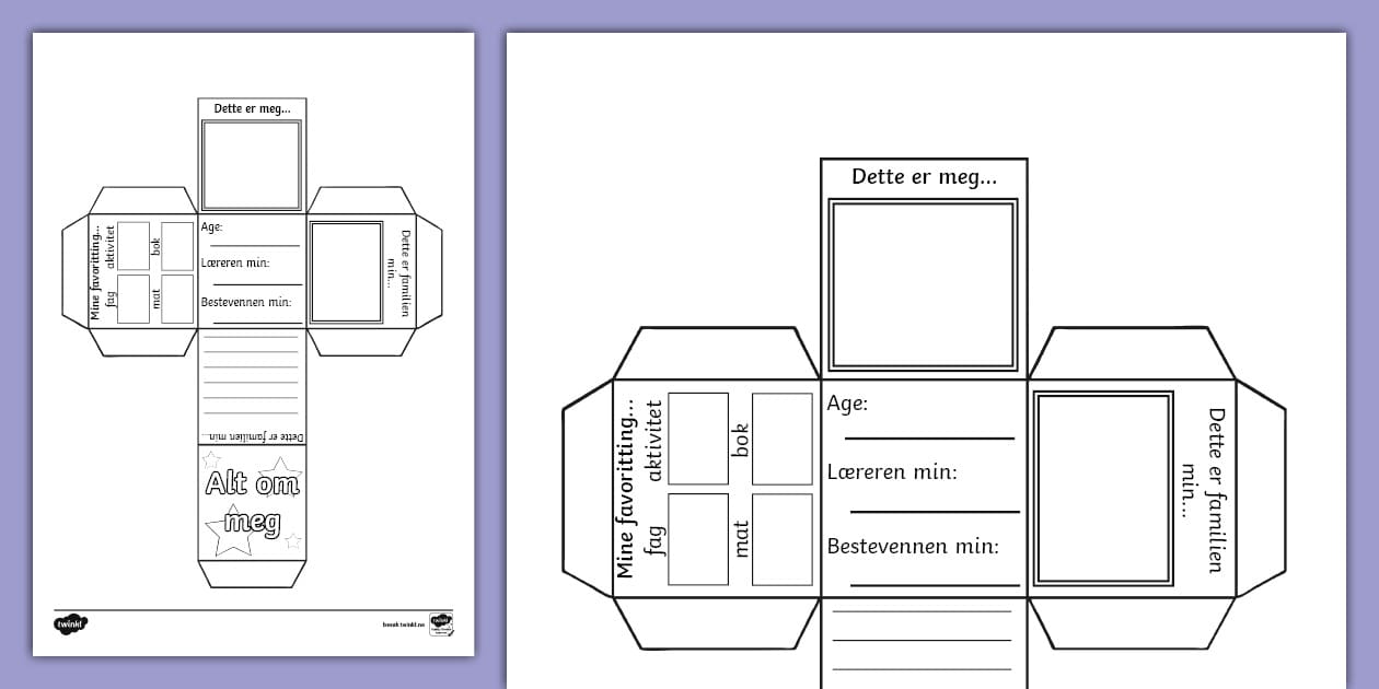 Alt om meg-kube til nytt skoleår (Hecho por educadores)