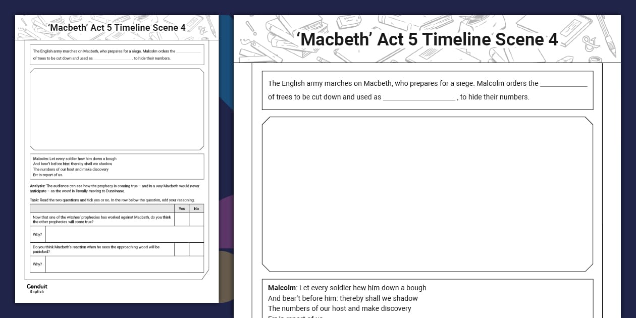 Macbeth Act 5 Scene 4 Timeline Activity Sheet (Teacher-Made)