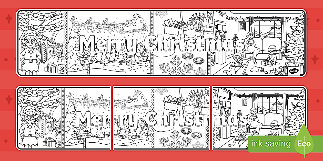 Merry Christmas Colouring Display Banner (teacher made)