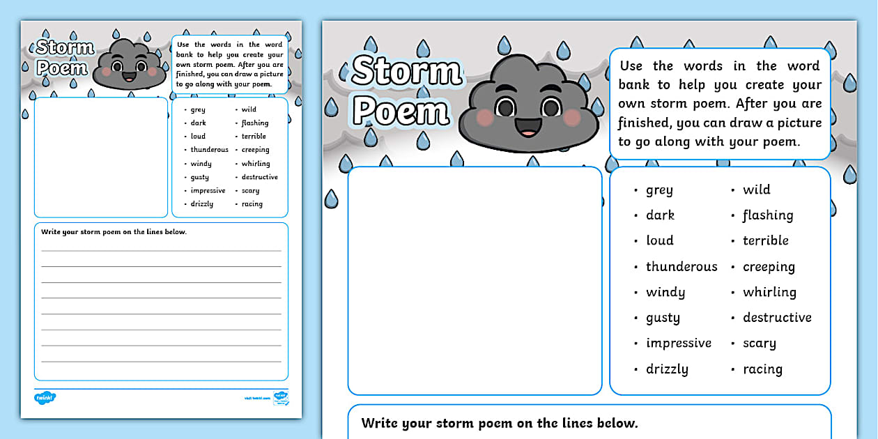 Storm Poem Writing Template (Teacher-Made) - Twinkl