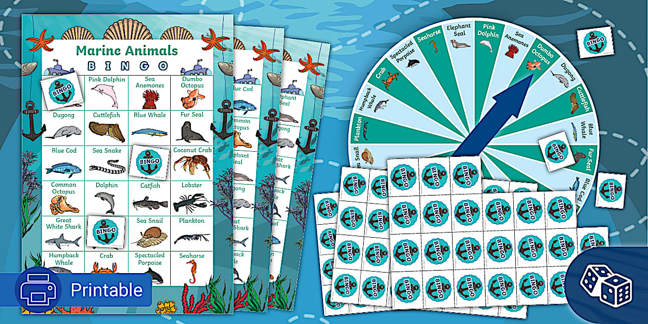 Sea Animals Bingo Game for Earth Day Activities - Twinkl