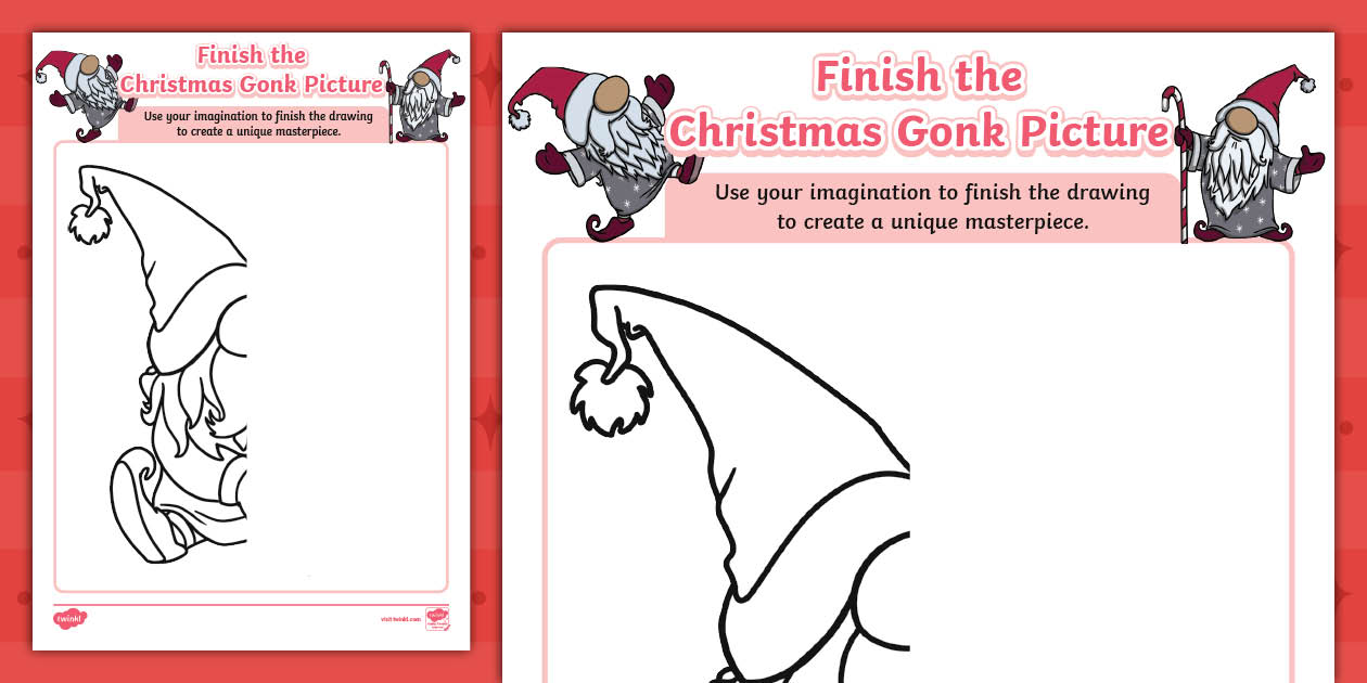 Finish the Christmas Gonk Picture Worksheet (Teacher-Made)