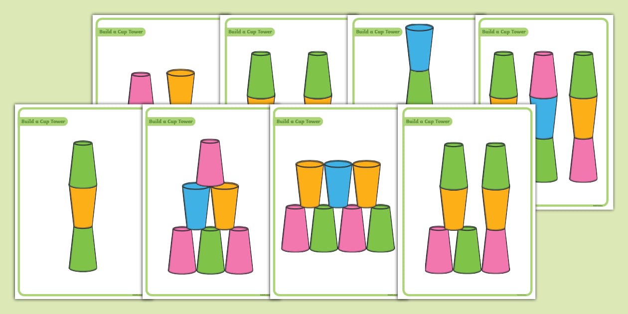 Build a Cup Tower Cards | Twinkl (teacher made) - Twinkl