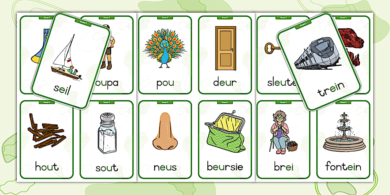 Graad 3 Klanke -ou, -eu, -ei Flitskaarte - Twinkl