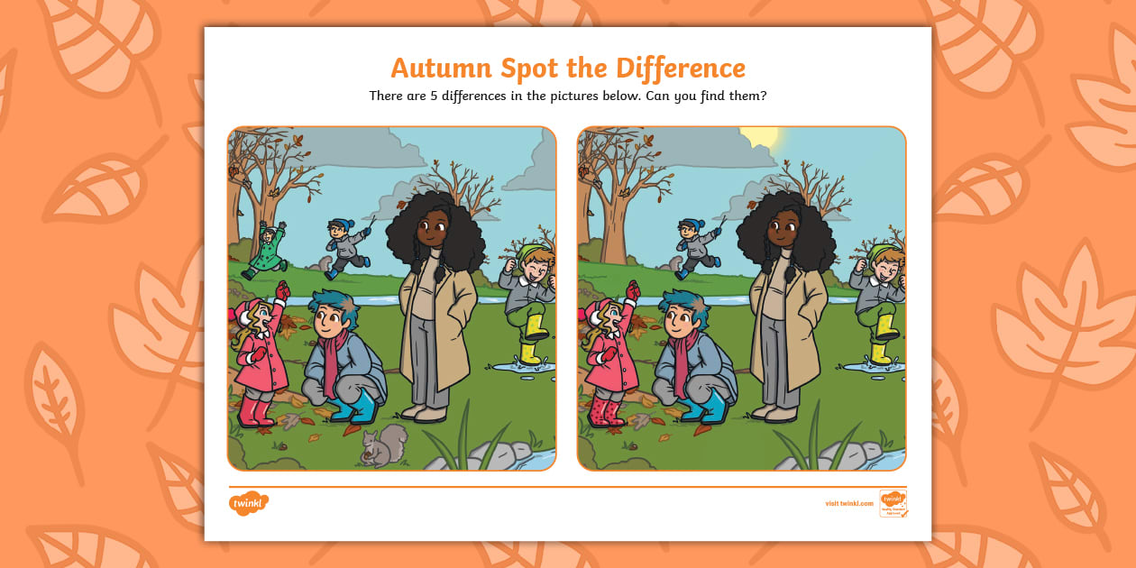 Autumn Spot the Difference Activity (teacher made) - Twinkl