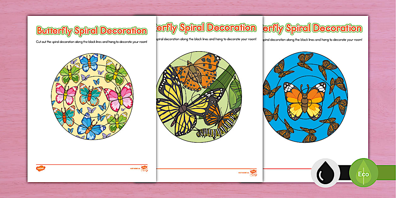 Butterfly Themed Spiral Craft Decoration (teacher made)