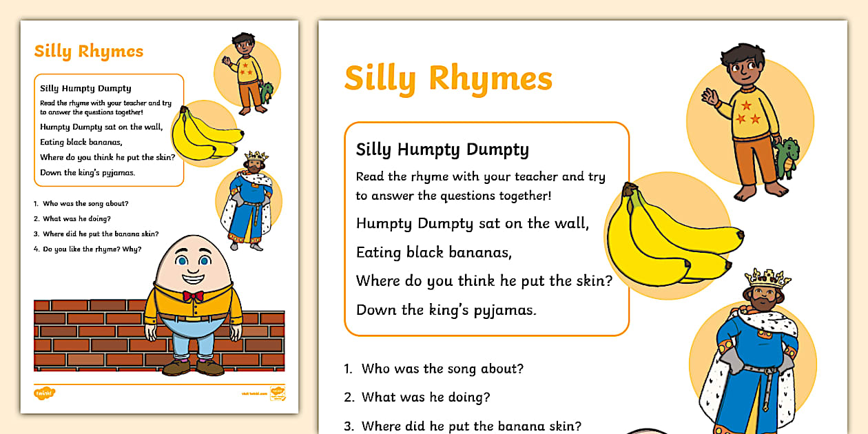 Language Skills: Silly Rhymes Foundation Stage - Twinkl
