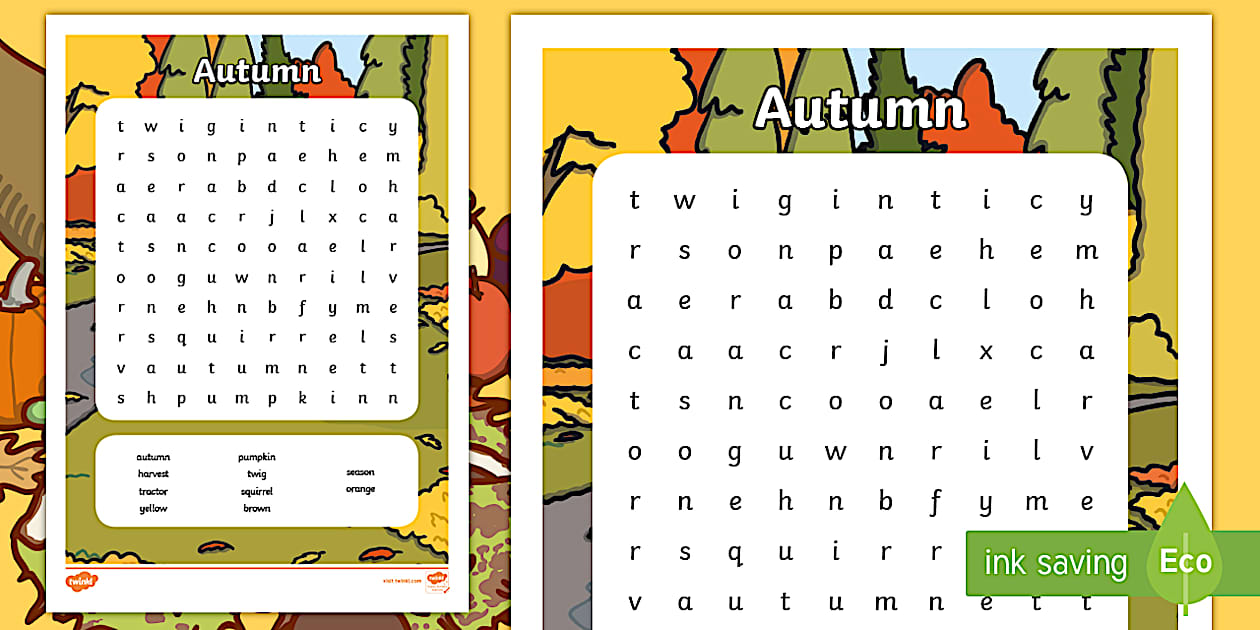 Autumn Word Search | Seasons Activity | Autumn Worksheet