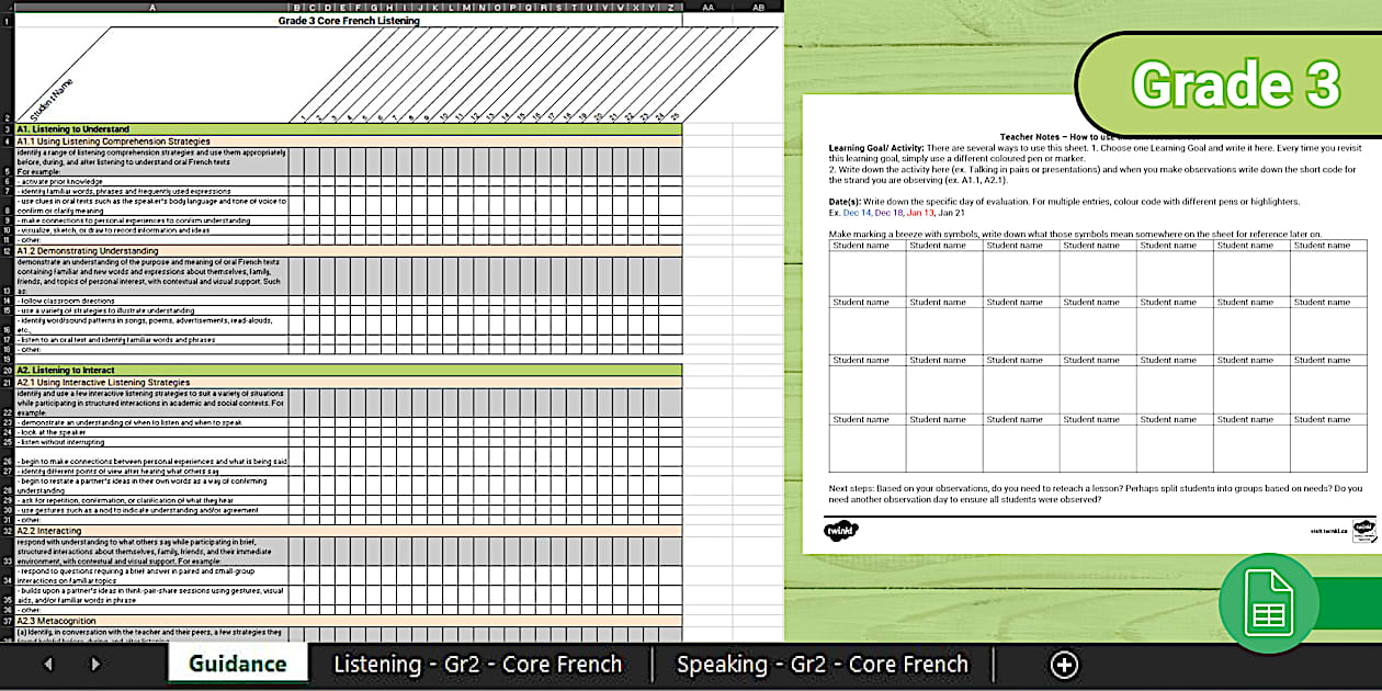 Grade 3 Core French Language Sheets (teacher made) - Twinkl