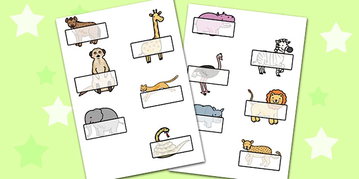 Editable Self-Registration Labels (African Animals) - Twinkl