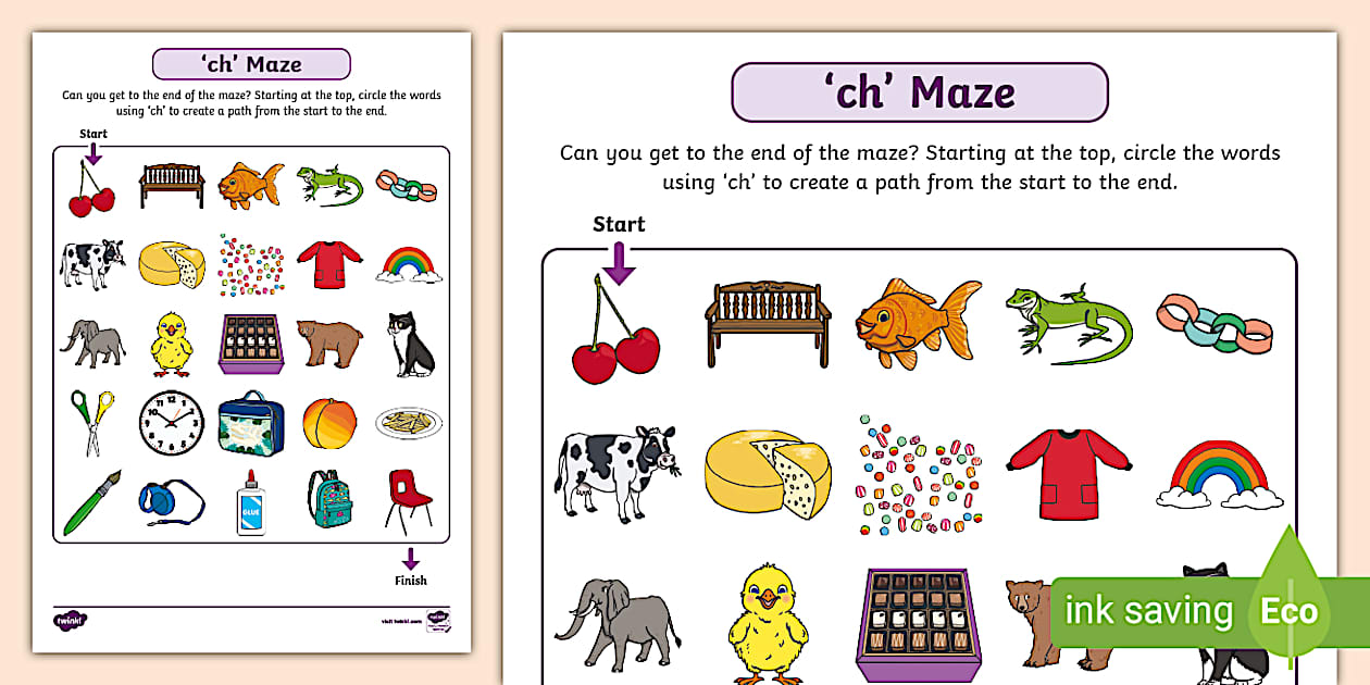'ch' Phonics Maze (teacher made) - Twinkl
