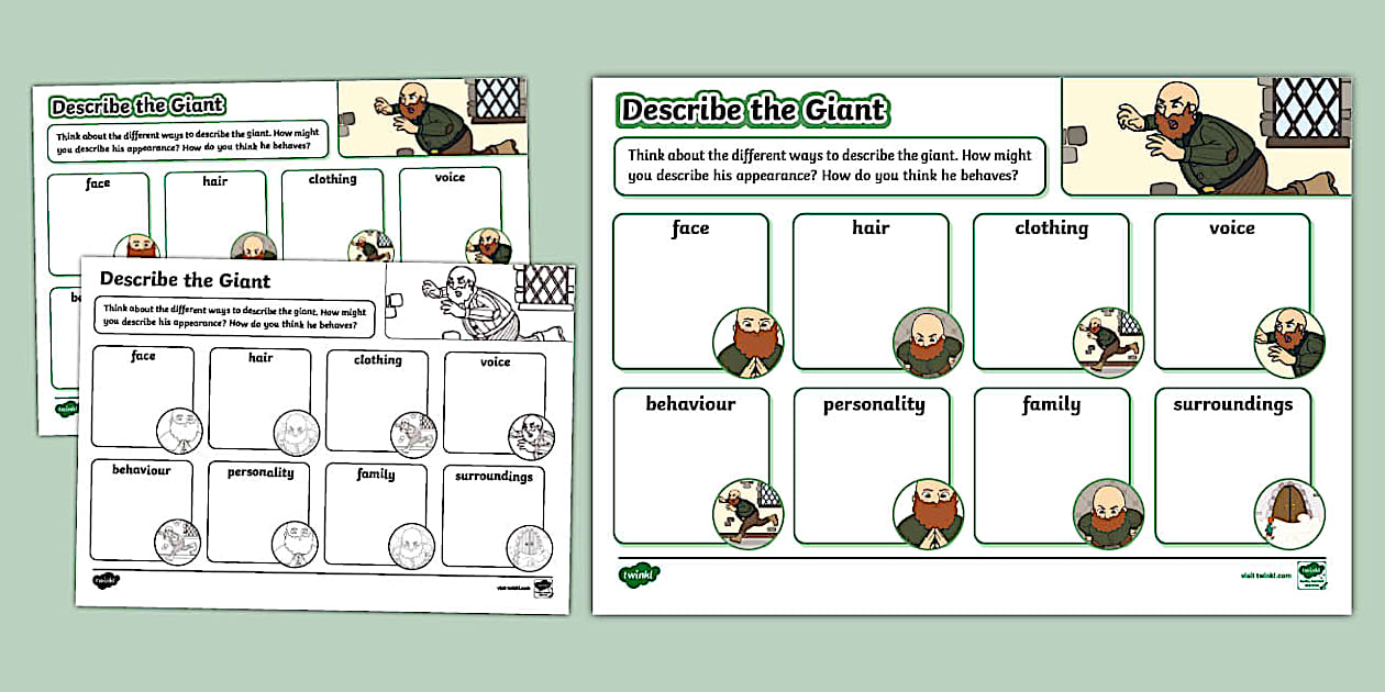 The Giant Adjectives Worksheet (teacher made) - Twinkl