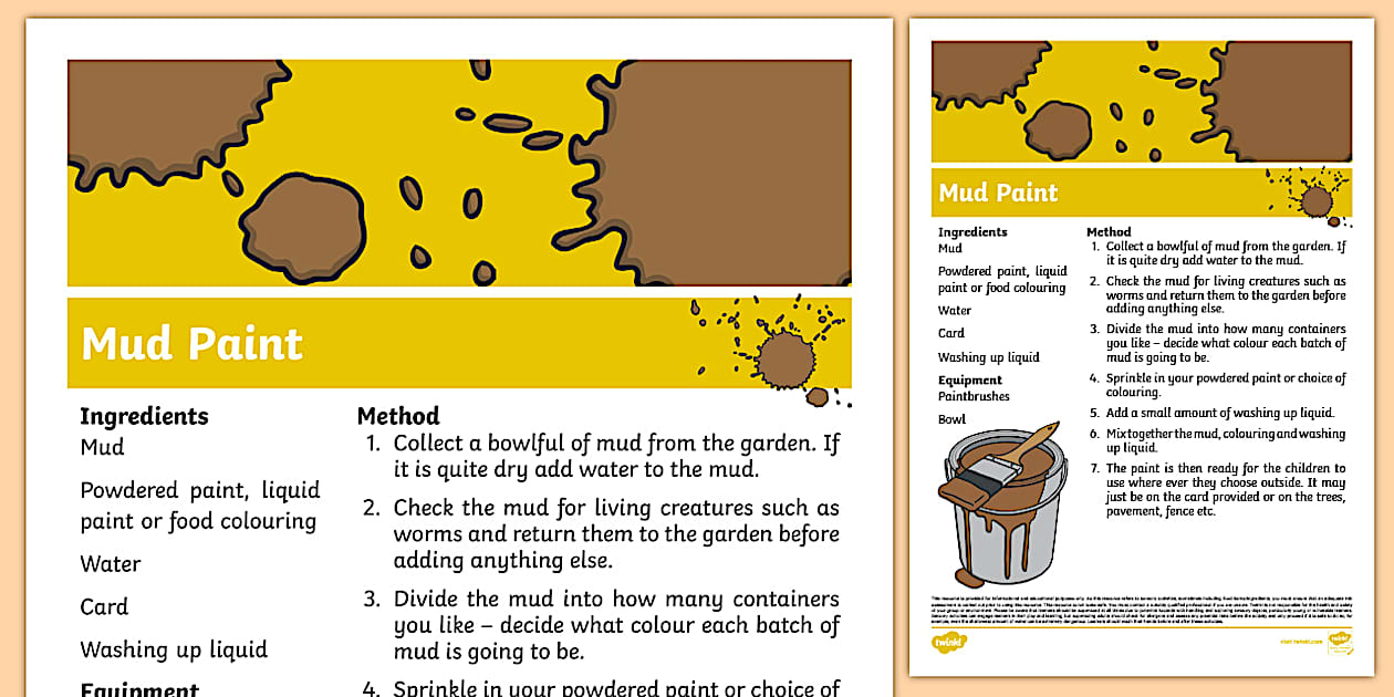 Mud Paint Recipe Outdoor Activity (teacher made) - Twinkl