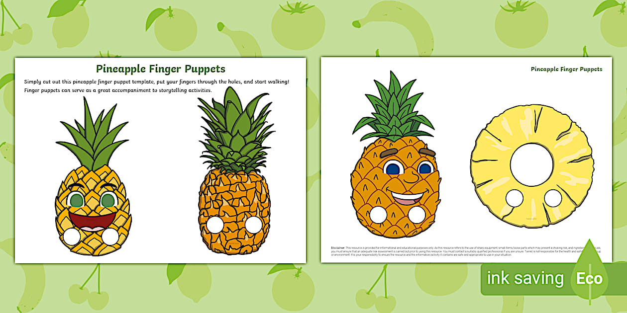 Pineapple Finger Puppets (teacher made) - Twinkl