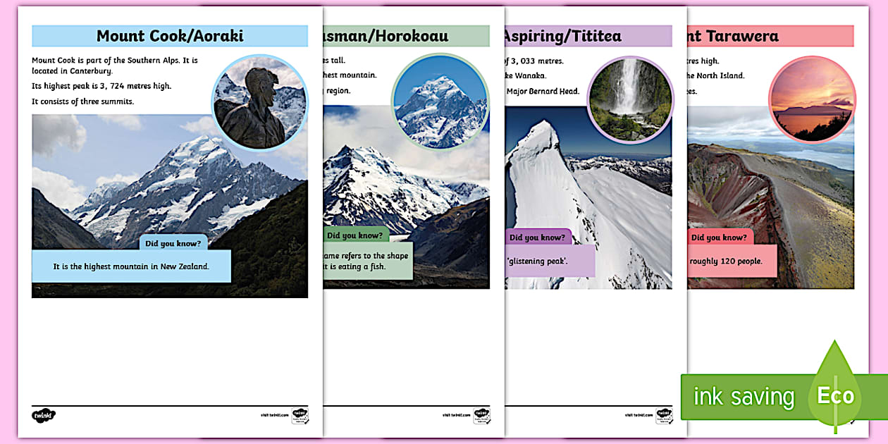 New Zealand Mountains Fact Sheets