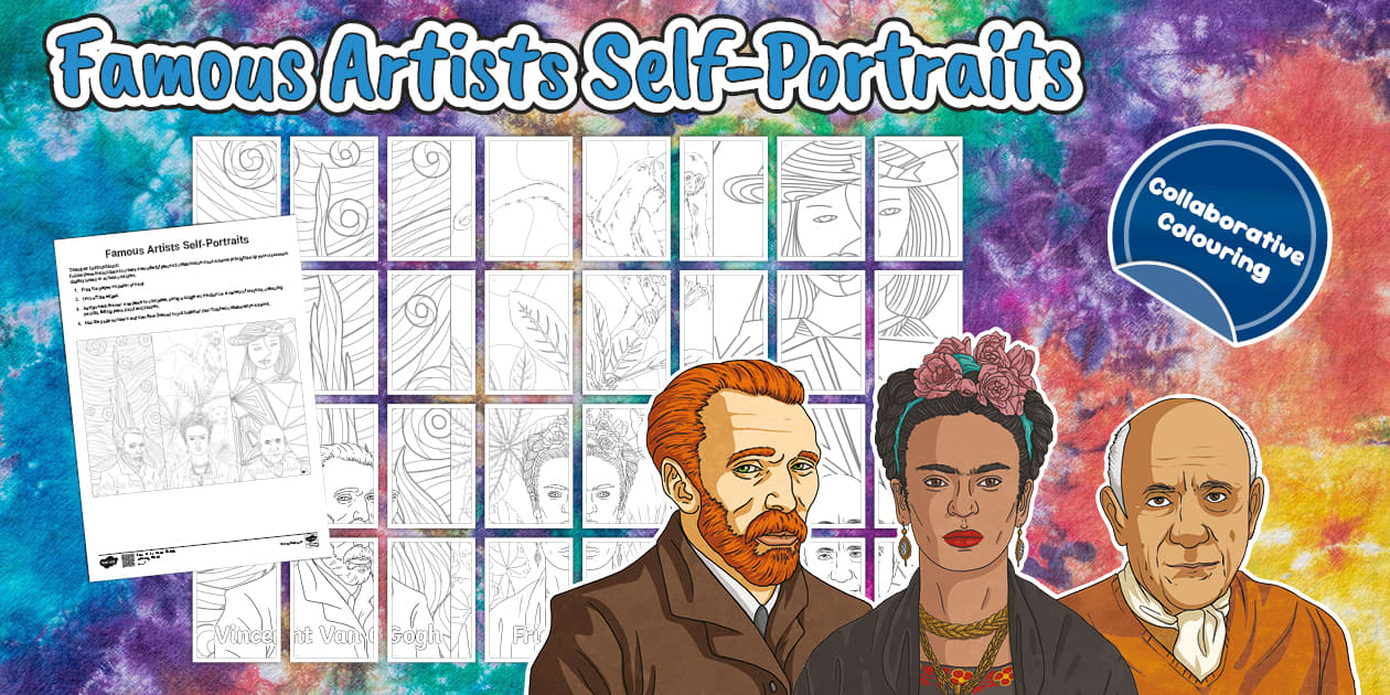 Famous Artists Self-Portrait Collaborative Colouring Pack