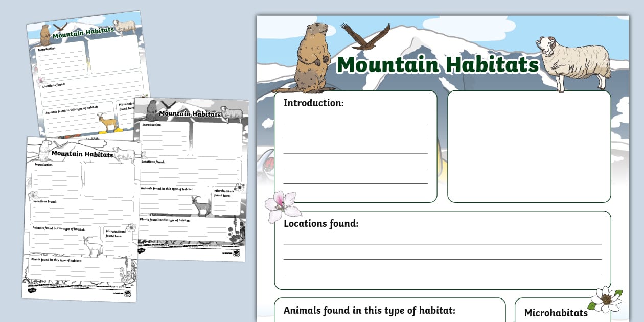 Mountain Habitats Non-Chronological Report Template - Twinkl