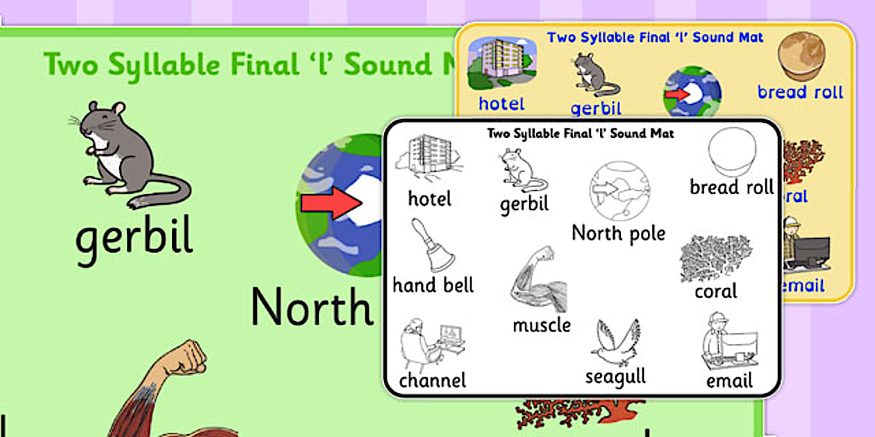 Dyslexic Two Syllable Final 'L' Sound Word Mat 2 - Twinkl