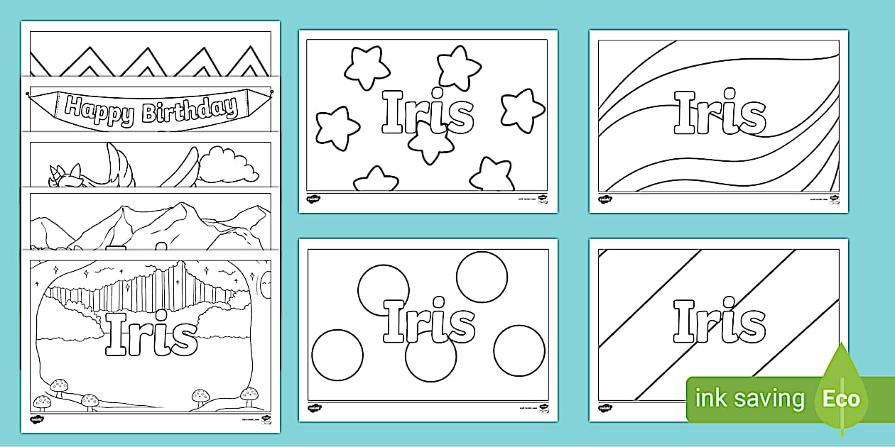 Iris Name Simple Colouring Activity Sheets | Twinkl | KS1