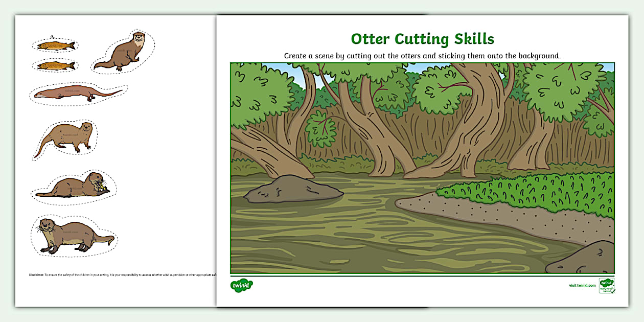Otter Cutting Skills Activity - Twinkl - KS1 - Animals