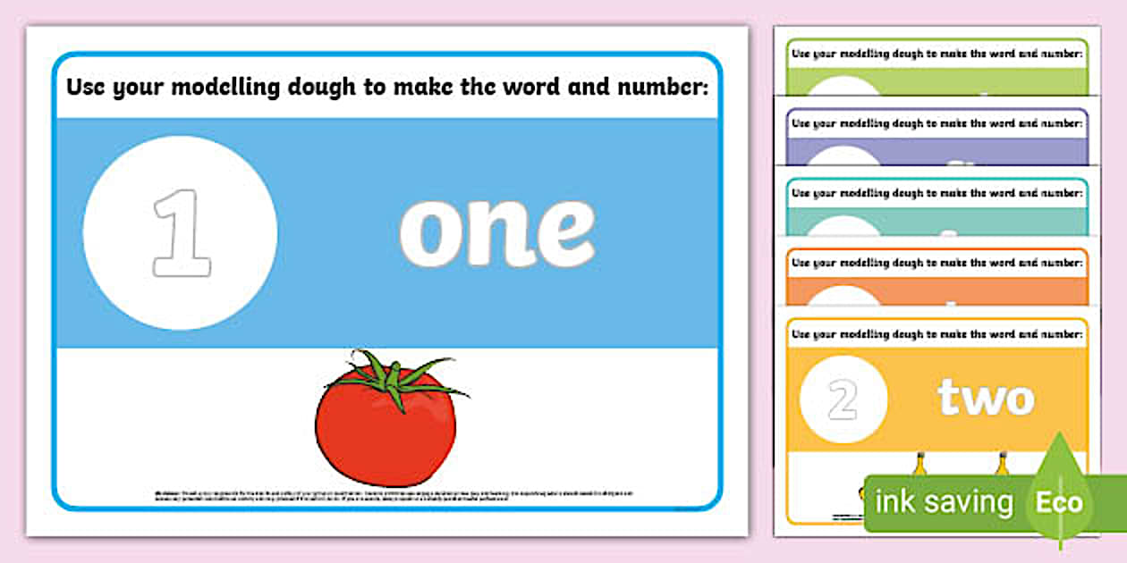 Numbers 0-20 Words Counting Modelling Dough Mats - Twinkl