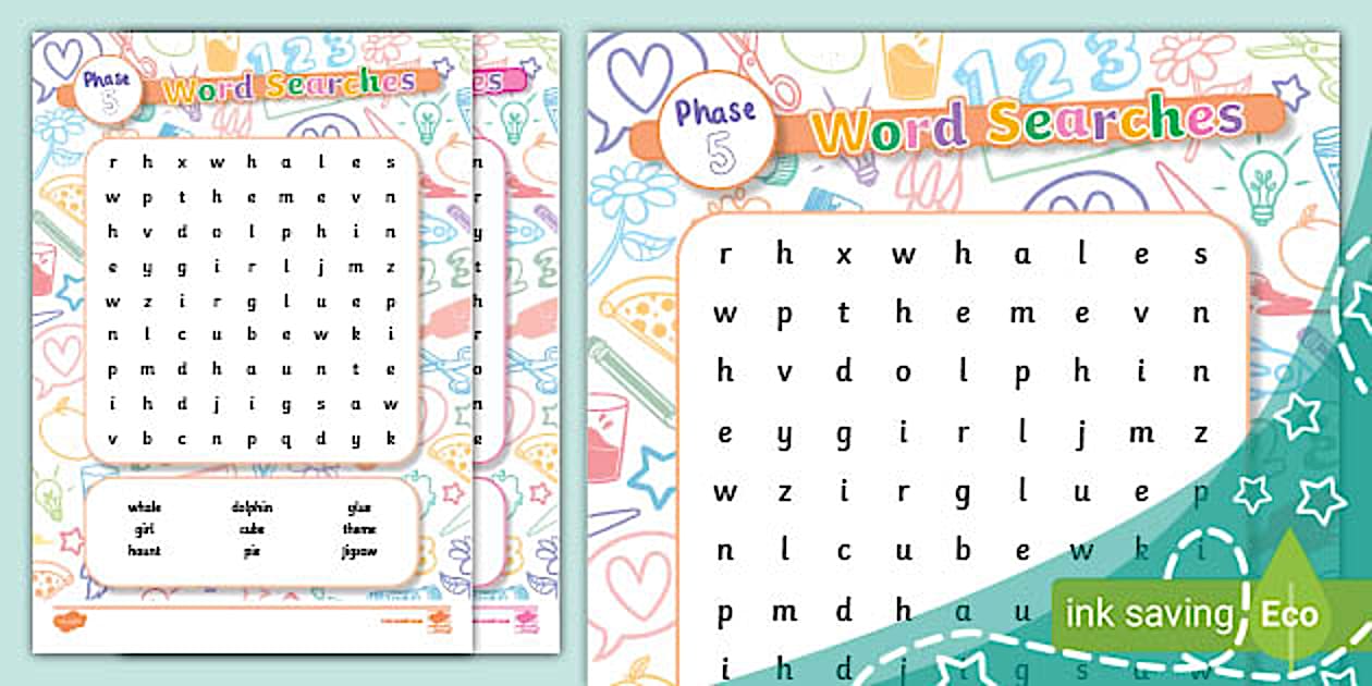 Phase 5 Word Searches (Ages 5 - 7) (l'enseignant a fait)