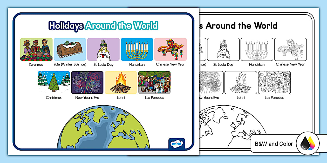 Winter Holidays Around the World Word Mat - Twinkl