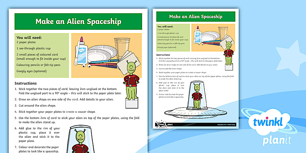 Make an Alien Spaceship Craft Instructions (teacher made)