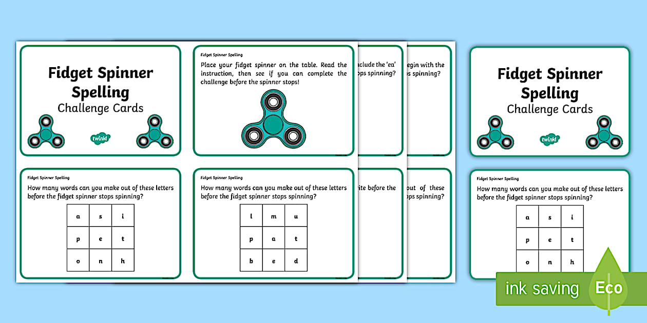 Fidget Spinner KS1 Spelling Challenge Cards - Twinkl