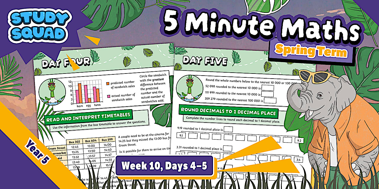 👉 Study Squad 5 Minute Maths - Year 5 Spring - Week 10 Day 4-5