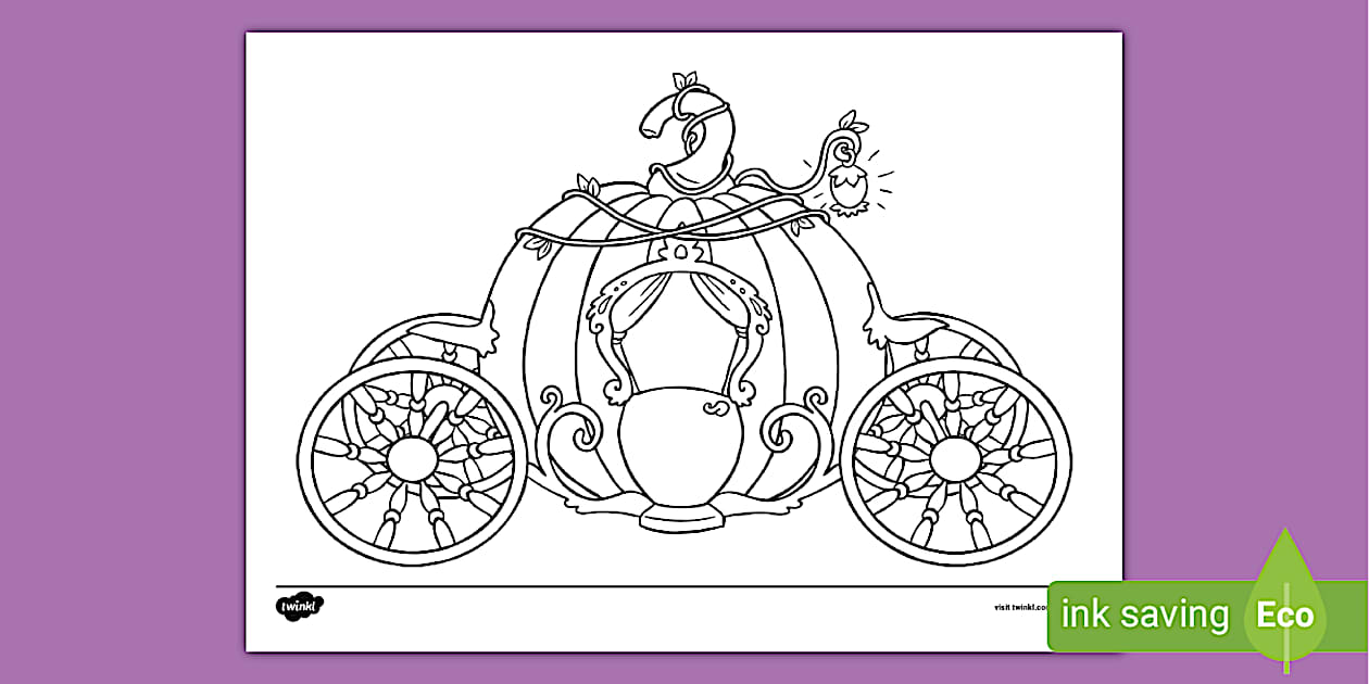 Cinderella's Coach Colouring Page (teacher made) - Twinkl