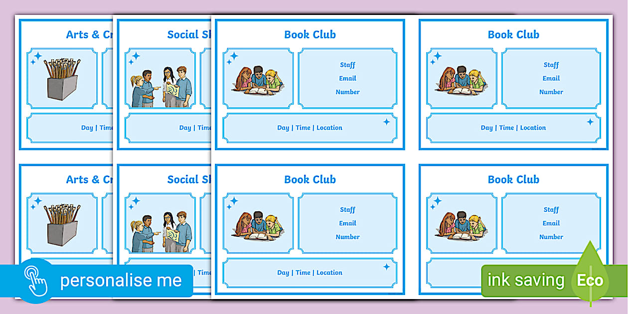 KS2 After School Club Information Cards - Twinkl