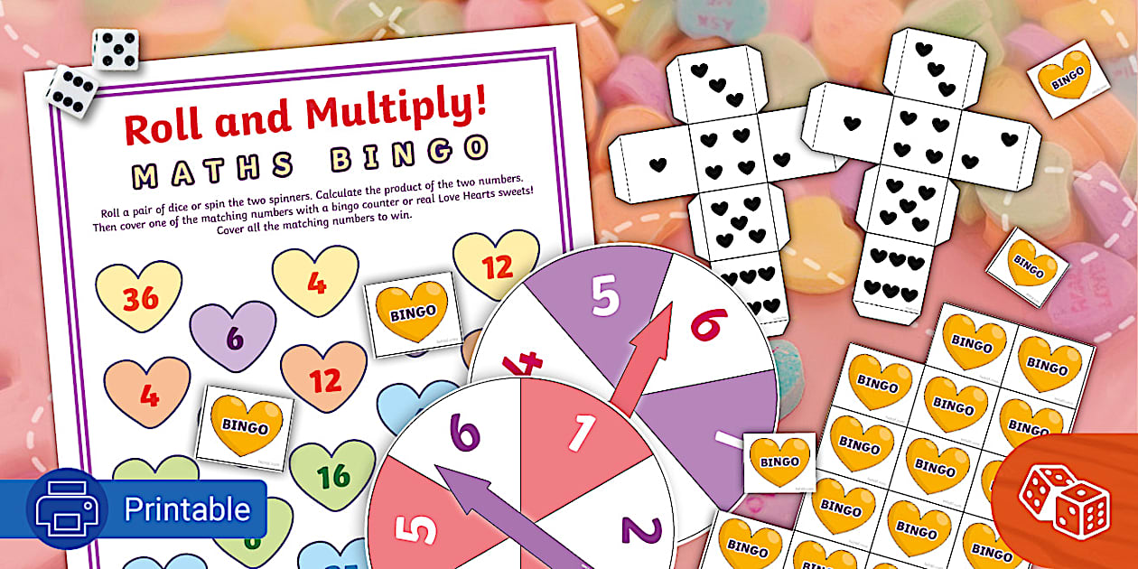 Roll and Multiply! Valentine’s Day Quick Games for Children