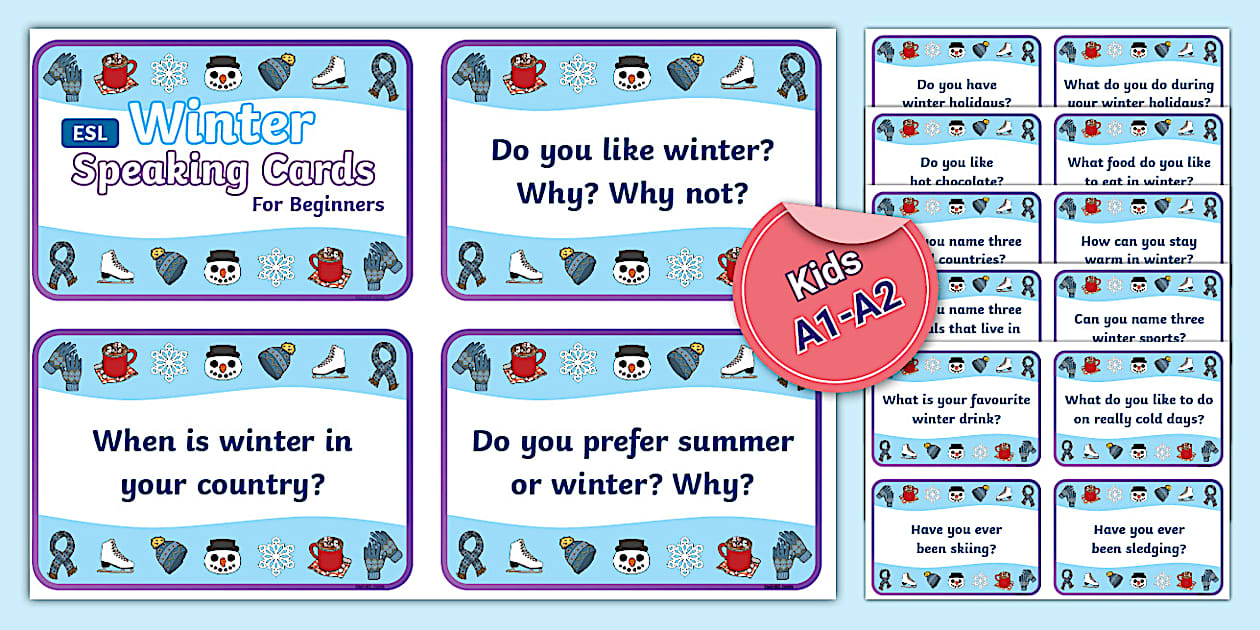 ESL Winter Speaking Cards for Beginners (teacher made)