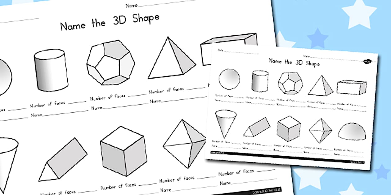 Name the 3D Shape Year 6 Worksheet (teacher made) - Twinkl
