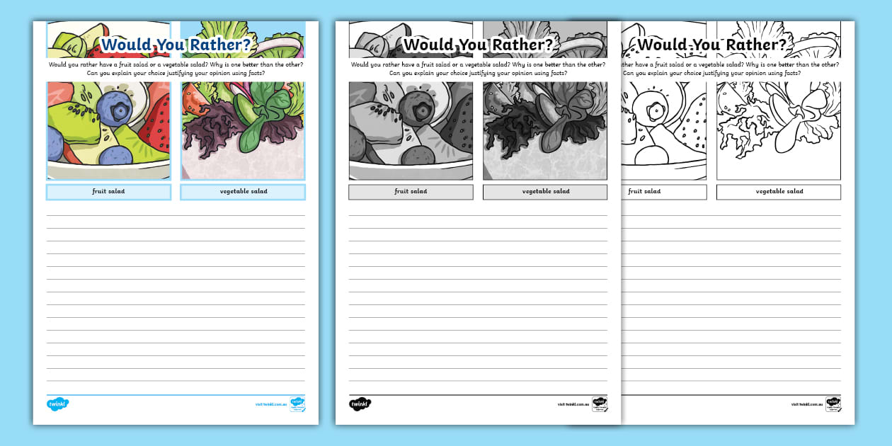 Would You Rather? Fruit Salad or Vegetable Salad Opinion