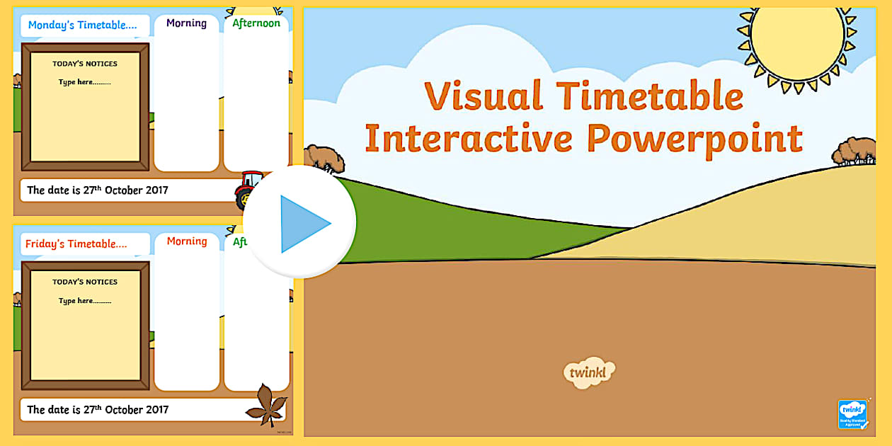 Visual Timetable Interactive PowerPoint Autumn - Twinkl