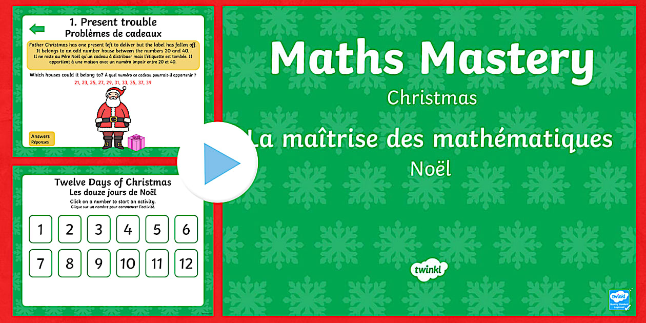 Christmas Maths Mastery PowerPoint English/French - Twinkl
