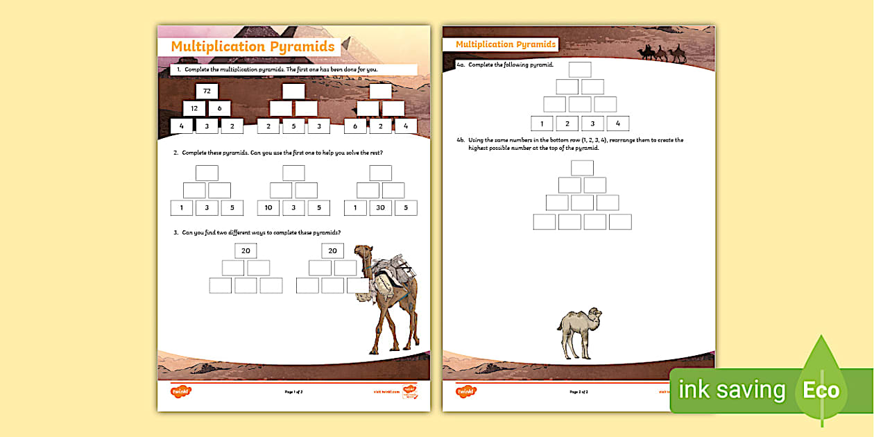 👉 Multiplication Pyramid Puzzle Activity | Twinkl