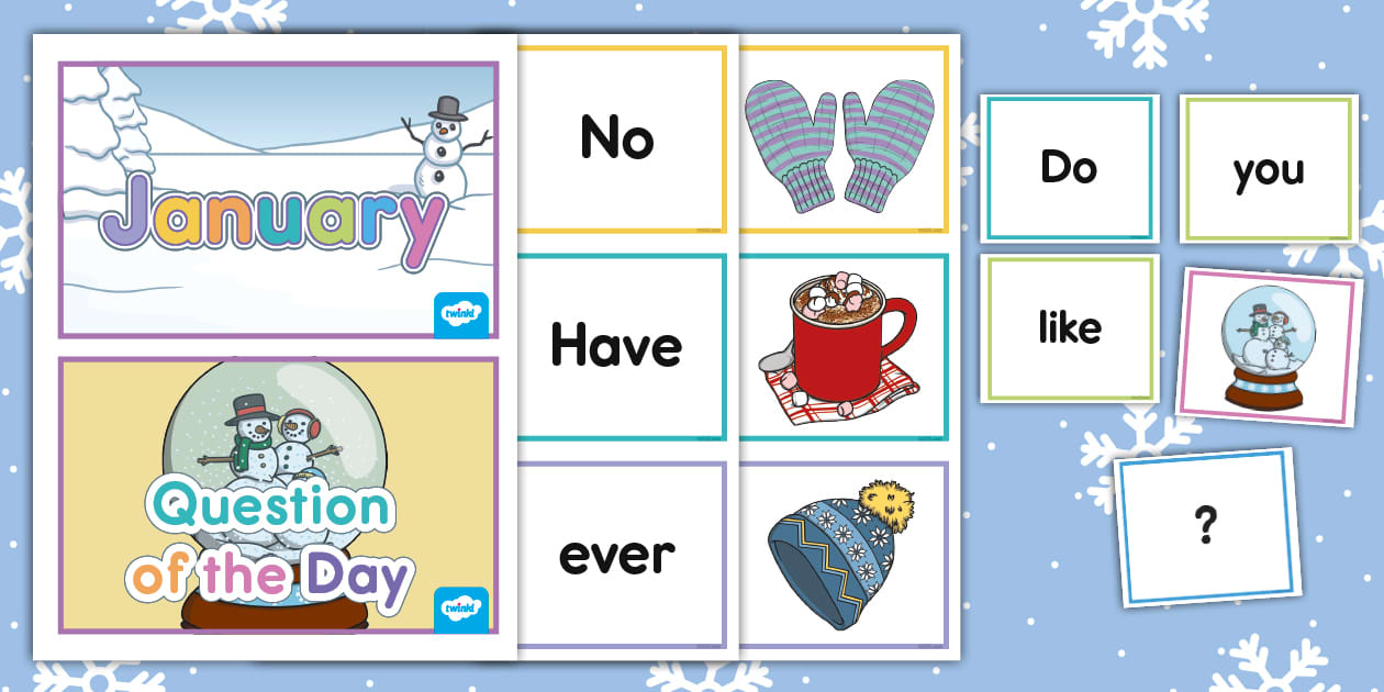 Prekindergarten January Question of the Day Cards - Twinkl