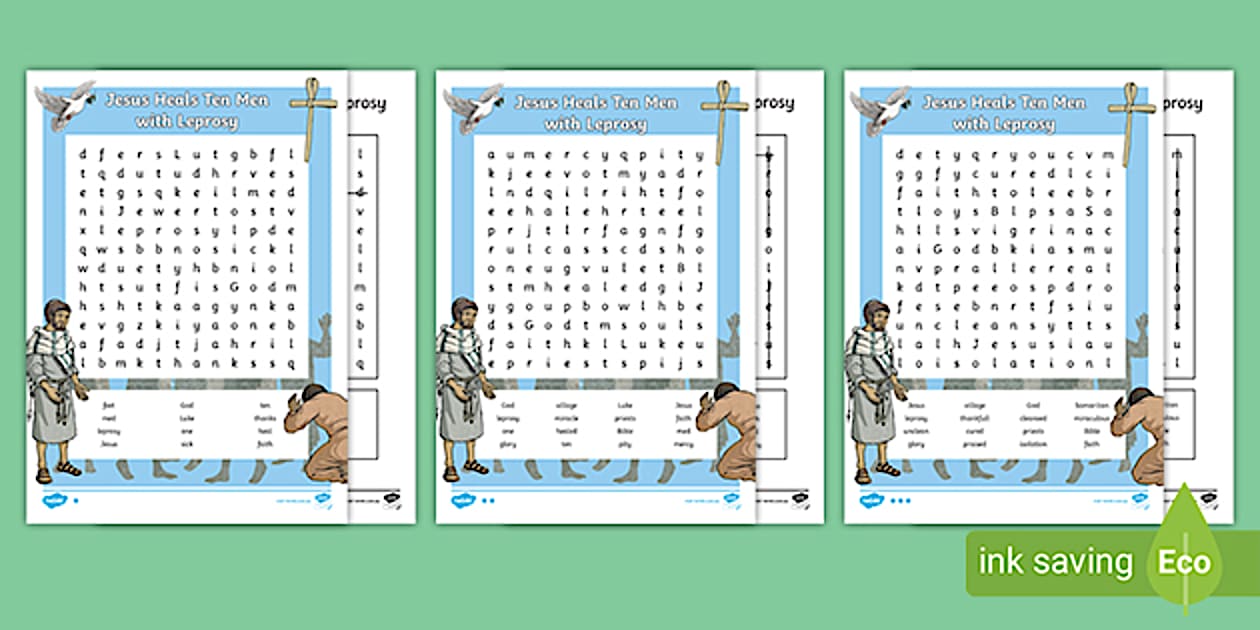 Jesus Heals Ten Men with Leprosy Differentiated Word Search
