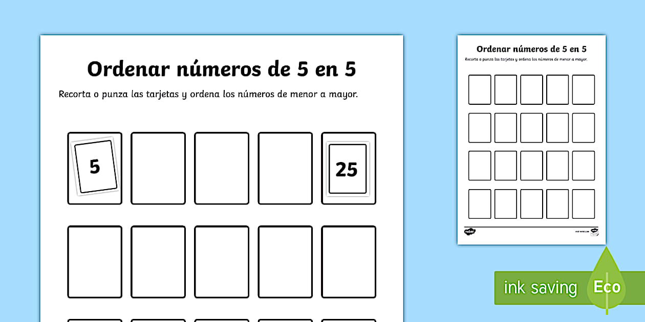 Ordenar números de 5 en 5 Ficha de actividad - Twinkl