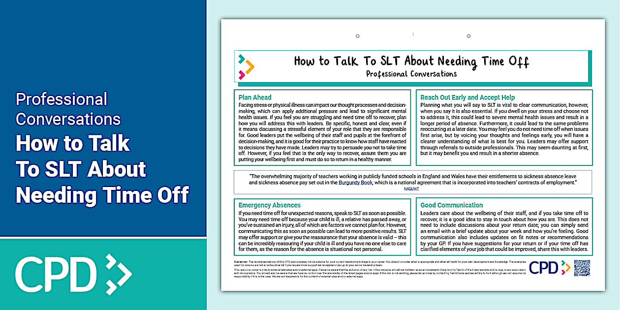 How to Talk To SLT About Needing Time Off (Teacher-Made)