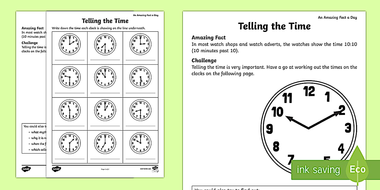 Telling the Time Worksheet / Worksheet - ESL Telling the Time Activities