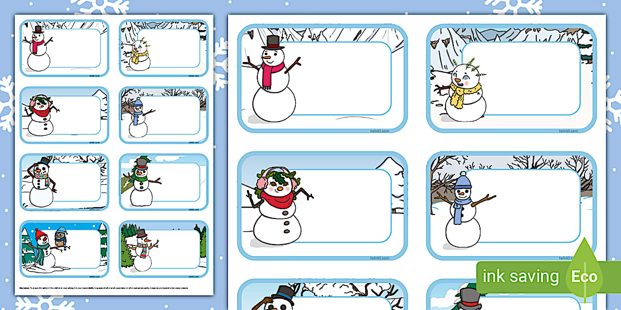 Snowperson Name Labels (professor feito) - Twinkl